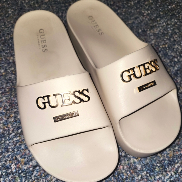 Guess | Shoes | Guess Beige Platform Slides | Poshmark